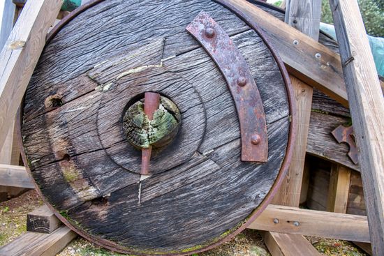 Medieval Wooden Wheel Cannon Gun Structure Editorial Stock Photo ...