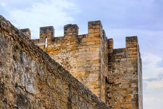Fortified Wall Tower Merlons Exterior View Editorial Stock Photo ...