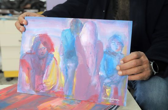 Palestinian Artist Shafiq Radwan 82 Paints Editorial Stock Photo ...