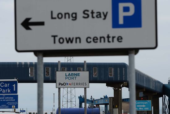 Road Signs Ferry Terminal Larne County Editorial Stock Photo - Stock ...