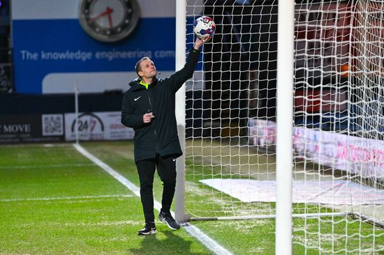 Referee Geoff Eltringham Testing Goal Line Editorial Stock Photo ...