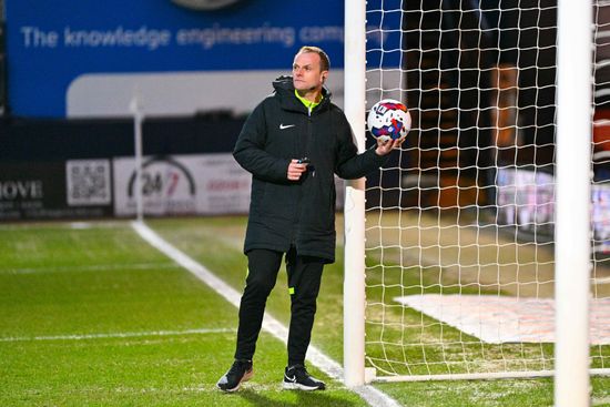 Referee Geoff Eltringham Testing Goal Line Editorial Stock Photo ...