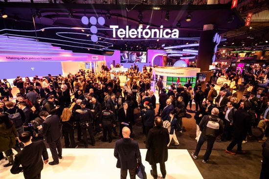 Telefonica Stand During Mobile World Congress Editorial Stock Photo ...