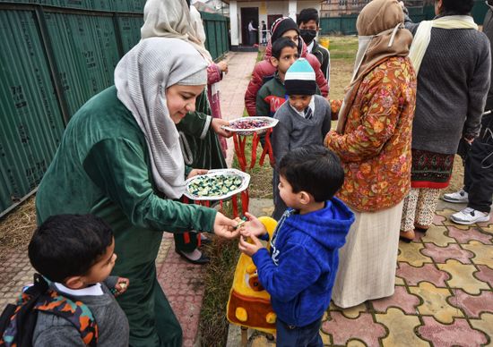 School Teachers Distribute Sweets Students On Editorial Stock Photo ...