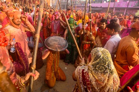 Hindu Men Ritually Beaten Sticks Lathi Editorial Stock Photo - Stock ...