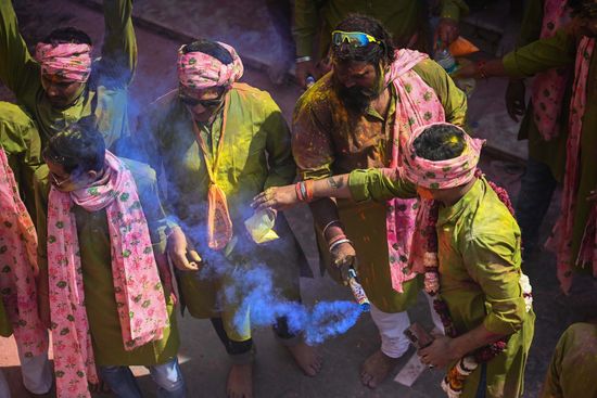 People Smear Eachother Coloured Powder During Editorial Stock Photo ...