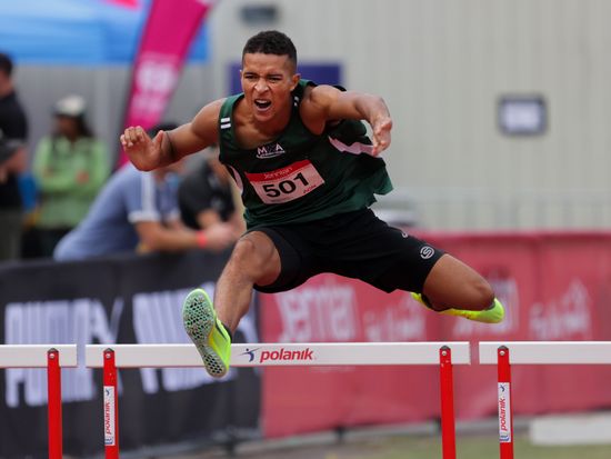 Jonathan Maples Competes Mens 400m Hurdles Editorial Stock Photo ...