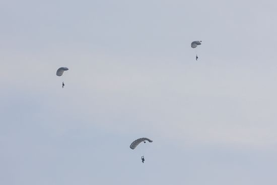 Soldier Seen Paradropping Sky During Joint Editorial Stock Photo ...
