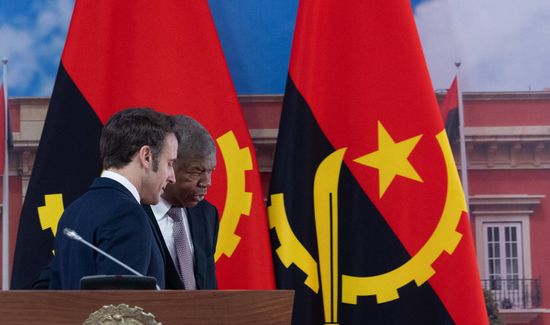 French President Emmanuel Macron President Angola Editorial Stock Photo ...