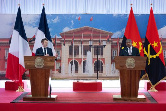 French President Emmanuel Macron President Angola Editorial Stock Photo ...