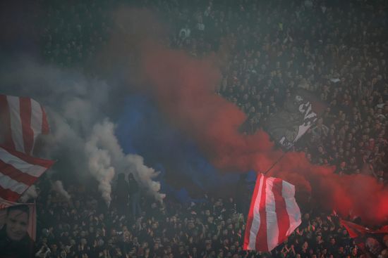 Red Star Supporters Light Flares During Editorial Stock Photo - Stock ...