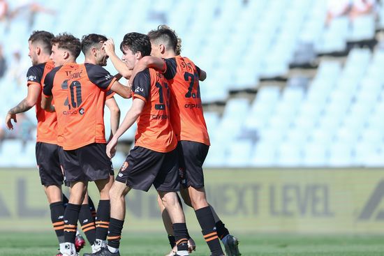 Brisbane Roar Players Celebrate Jez Lofthouse Editorial Stock Photo ...