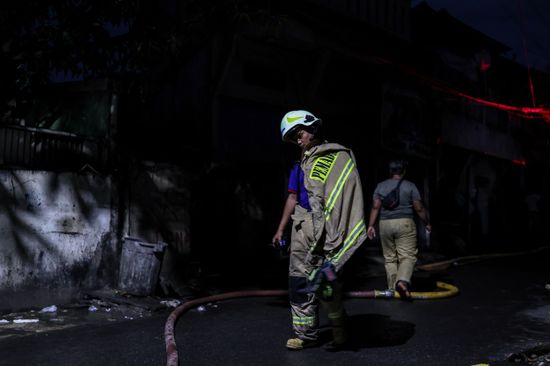 Firefighters Rest After Extinguishing Fire That Editorial Stock Photo ...