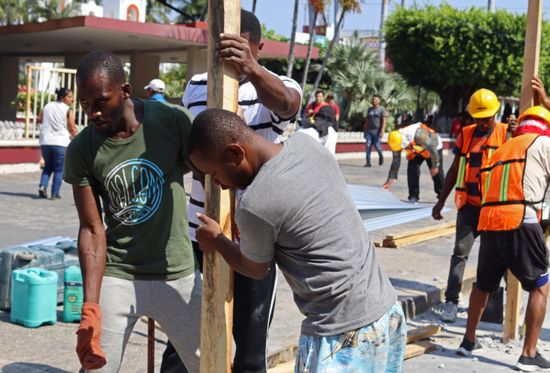 Haitian Migrants Work On Construction Humanitarian Editorial Stock ...
