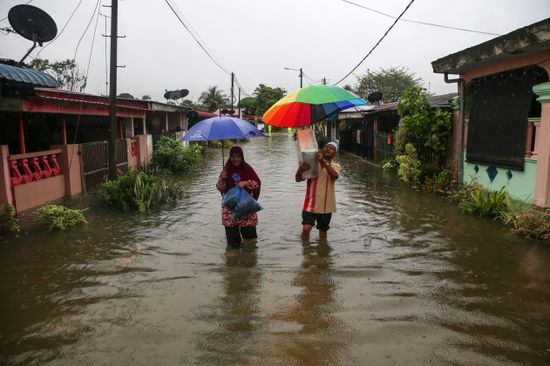 Residents Walk Through Flood Waters Rain Editorial Stock Photo - Stock ...