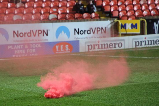 Aberdeen Fans Throw Pyro Onto Pitch Editorial Stock Photo - Stock Image ...