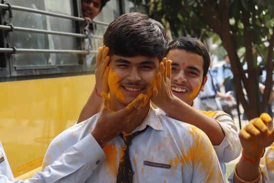 School Students Applying Colors On Each Editorial Stock Photo - Stock ...