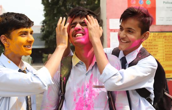 School Students Applying Colors On Each Editorial Stock Photo - Stock ...