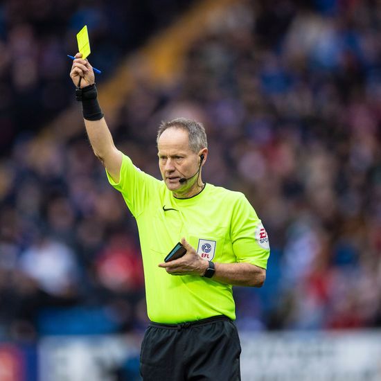 Referee Robert Lewis Gives Yellow Card Editorial Stock Photo - Stock ...