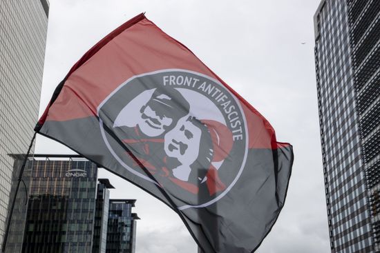 Front Antifasciste Flag Pictured During Demonstration Editorial Stock ...
