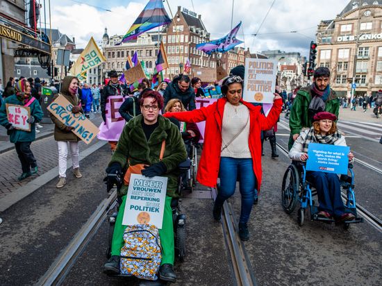 Protesters Disabilities Seen Leading Demonstration Weekend Editorial ...