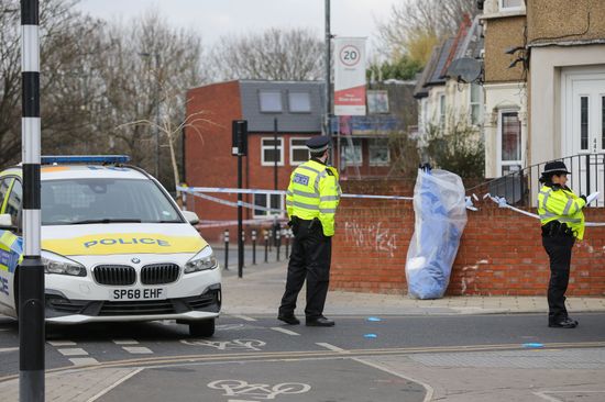 Police Officers Guard Crime Scene On Editorial Stock Photo - Stock ...