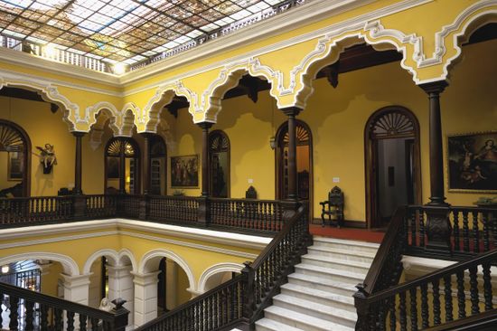 Archbishops Palace Main Hall Gallery Lima Editorial Stock Photo - Stock ...