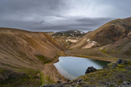 Small Lake Between Rhyolite Mountains Volcanic Editorial Stock Photo ...