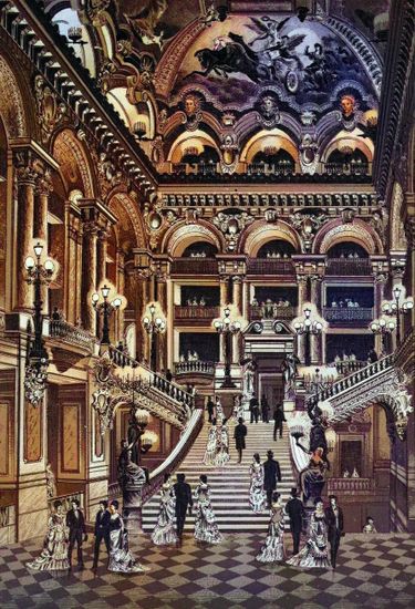 Paris Opera House Staircase Historical Copperplate Editorial Stock ...