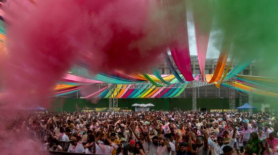 Mumbaikars Celebrate Holi Festival Jvpd Ground Editorial Stock Photo ...