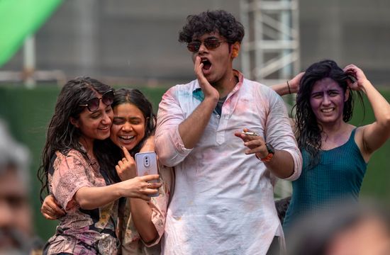 Mumbaikars Celebrate Holi Festival Jvpd Ground Editorial Stock Photo ...