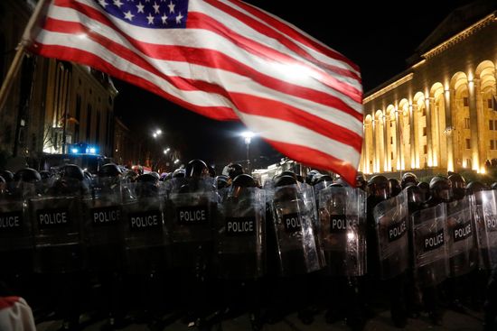 Georgian Riot Police Stand Line During Editorial Stock Photo - Stock ...