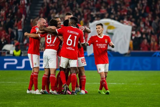 Sl Benfica Players Celebrate Goal During Editorial Stock Photo - Stock ...