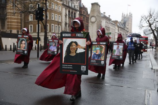 Women Dressed Handmaids March Placards That Editorial Stock Photo ...