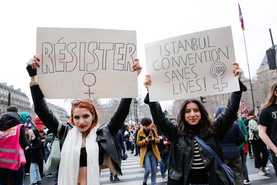 Two Women Hold Banners Slogans Resistance Editorial Stock Photo - Stock ...