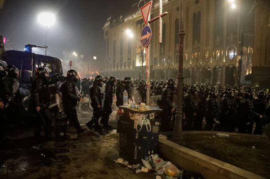 Georgian Police Prepare Block Street During Editorial Stock Photo ...