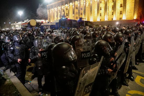 Georgian Riot Police Stand Line During Editorial Stock Photo - Stock ...