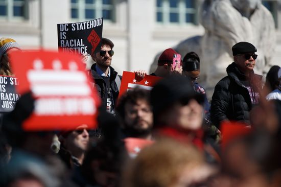 Demonstrators Gather Columbus Circle Washington Dc Editorial Stock ...