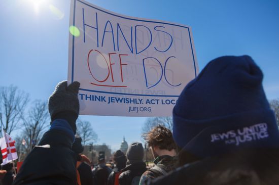 Demonstrators Gather Columbus Circle Washington Dc Editorial Stock ...