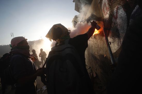 Women Try Burn Fence During March Editorial Stock Photo - Stock Image ...