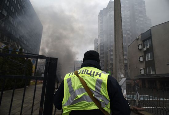 Police Officer Stands Guard Scene Fire Editorial Stock Photo - Stock ...