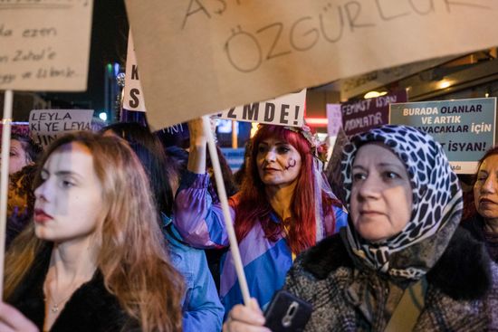 Women Look On While Holding Placards Editorial Stock Photo - Stock ...