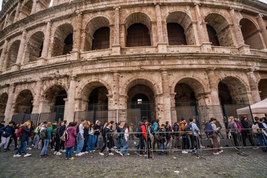 Large Crowds Tourists Gather Colosseum On Editorial Stock Photo - Stock ...