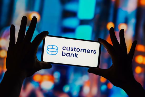 This Photo Illustration Customers Bank Logo Editorial Stock Photo ...