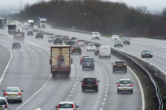 Wet Windy Driving Conditions Motorists On Editorial Stock Photo - Stock ...