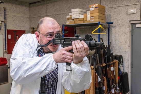 Ballistics Expert Handles Uzi Machine Gun Editorial Stock Photo - Stock ...