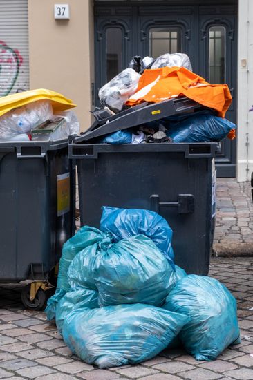 There Full Garbage Cans Front Residential Editorial Stock Photo - Stock ...