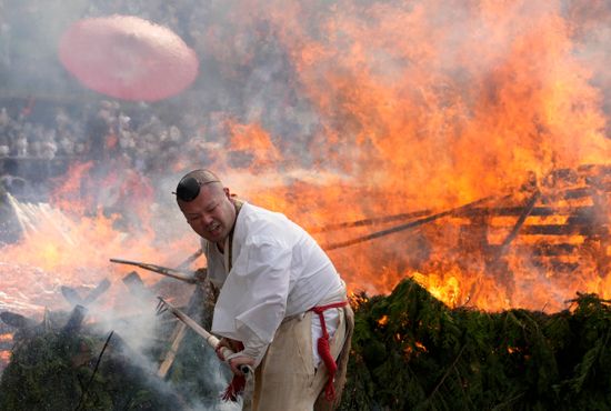 Buddhist Monk Works On Burning Sacred Editorial Stock Photo - Stock ...