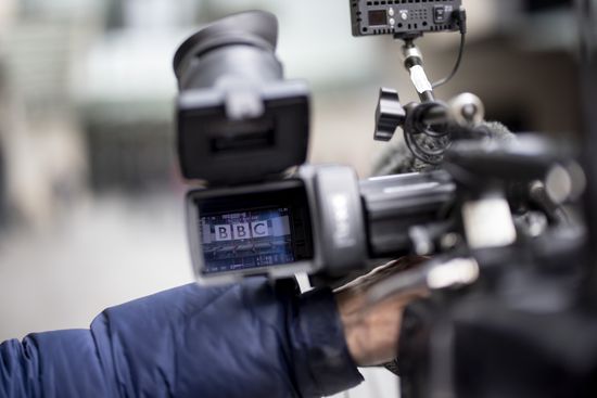 Cameraman Operates Broadcasting Camera Outside Bbc Editorial Stock ...