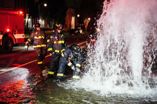 Firefighters Work On Fire Hydrant Fire Editorial Stock Photo - Stock ...
